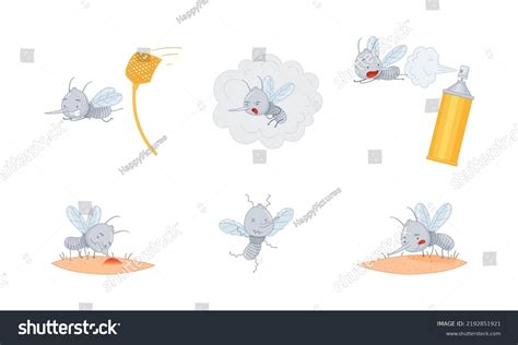 Cute Cartoon Mosquito Character Small Flying Stock Vector Royalty Free 2192851921 Shutterstock