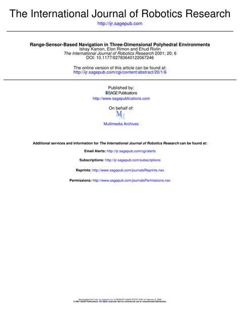Pdf Range Sensor Based Navigation In