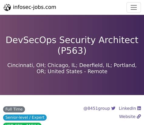Hiring Devsecops Security Architect P563 Remote Rinfosecjobs