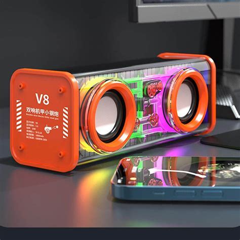 Jual V Speaker Bluetooth Mecha Transparan Suara Ganda Cahaya Rgb Bluetooth Subwoofer Portabel