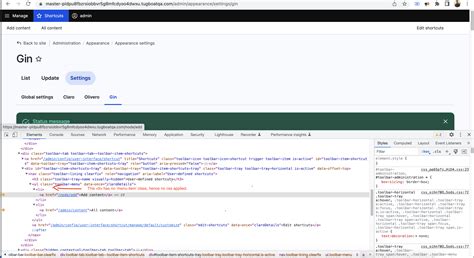 Background For Shortcut And User Account Menu Links In Classic Drupal Toolbar