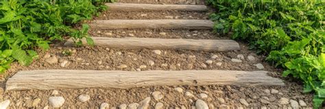 Rustic Log Steps In A Natural Garden Pathway Surrounded By Greenery And