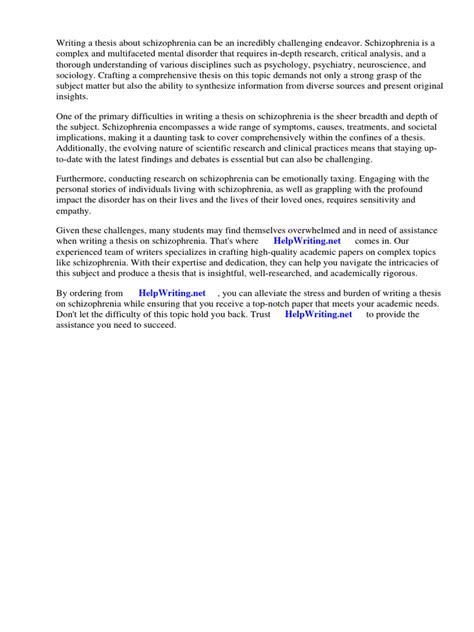 Thesis Tungkol Sa Schizophrenia Download Free Pdf Schizophrenia