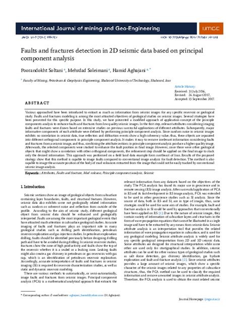 Pdf Faults And Fractures Detection In 2d Seismic Data Based On Principal Component Analysis