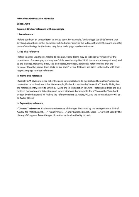 Imc 151 Task Gerbr Muhammad Hariz Bin Md Fazli 2022617694 Explain 4 Kinds Of Reference
