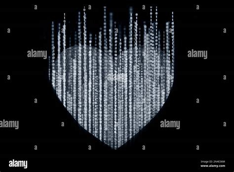 White Heart Shaped Composed Of Binary Computer Code On A Black