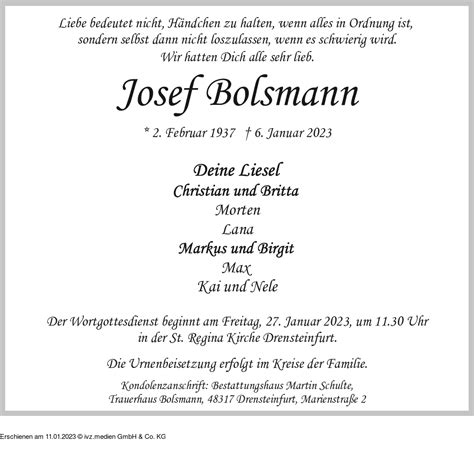 Ivz Trauer Josef Bolsmann