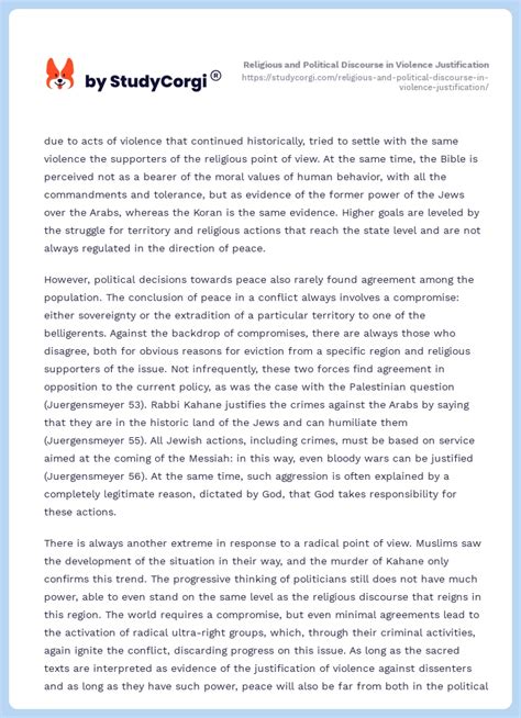 Religious And Political Discourse In Violence Justification Free Essay Example