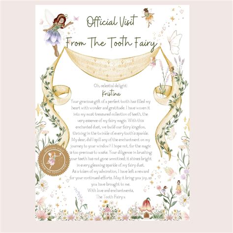Editable Tooth Fairy Letter First Tooth Realistic Tooth Fairy Letter