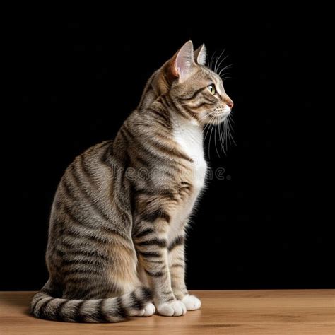 The Cat S Fur Is Sleek And Its Tail Is Wrapped Around Its Body Stock