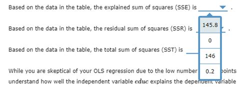 Solved Calculating SSR SSE SST And R Squared Suppose Chegg Com