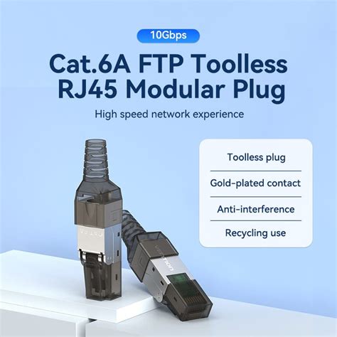 Vention Cat 6a Ftp Toolless Rj45 Modular Plug 10gbps High Speed Network Connector