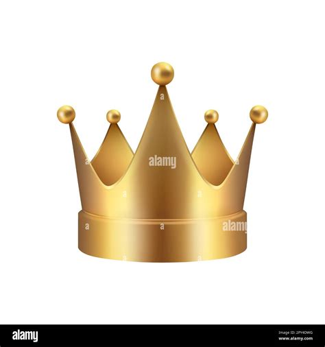 Vector 3d Realistic Golden Crown Icon Closeup Isolated Yellow Metallic