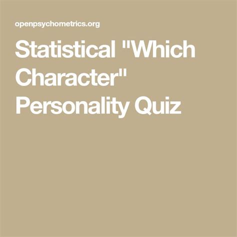 Statistical Which Character Personality Quiz Character Personality
