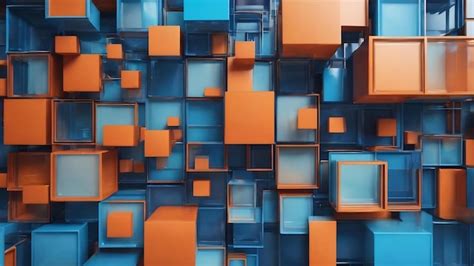 Blue Square Shapes Transparency Colors Geometric Premium Ai Generated Image