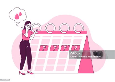 여자는 월경 주기 평면 개념 벡터 삽화에 대해 스트레스를 받는다 임신에 대한 스톡 벡터 아트 및 기타 이미지 임신 2차 도형 가공의 인물 Istock