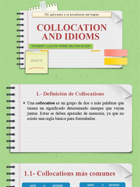 Collocations And Idioms Milton Llacta Perez Pdf Lingüística