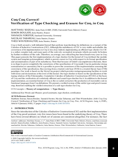 Fillable Online Coq Coq Correct Verification Of Type Checking And