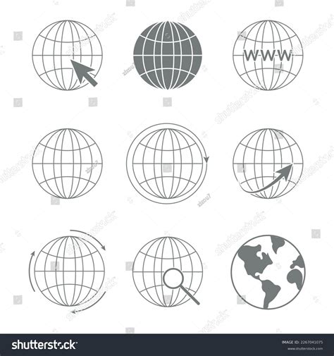 Globe Earth Icon Set World Map Stock Vector Royalty Free 2267041075 Shutterstock