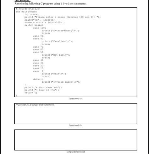 Solved Rewrite The Following C Program Using If Else