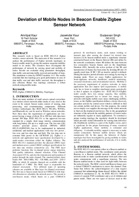 Pdf Deviation Of Mobile Nodes In Beacon Enable Zigbee Sensor Network