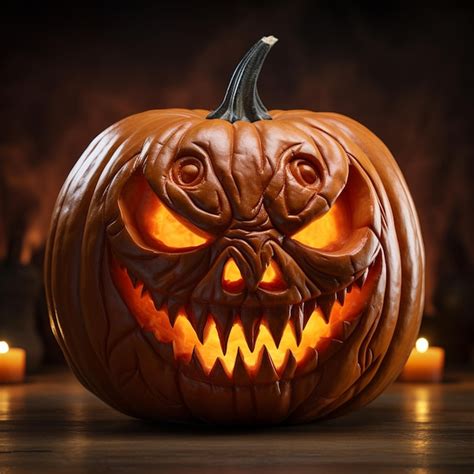 Premium Ai Image A Scary Pumpkin Lantern With Evil Grin For Halloween