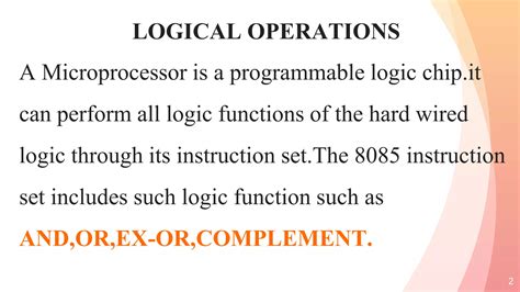 Logical Operations In 8085 Microprocessor Pptx