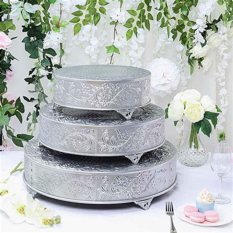 Metal Round Cake Pedestal Stand 18 Silver Efavormart