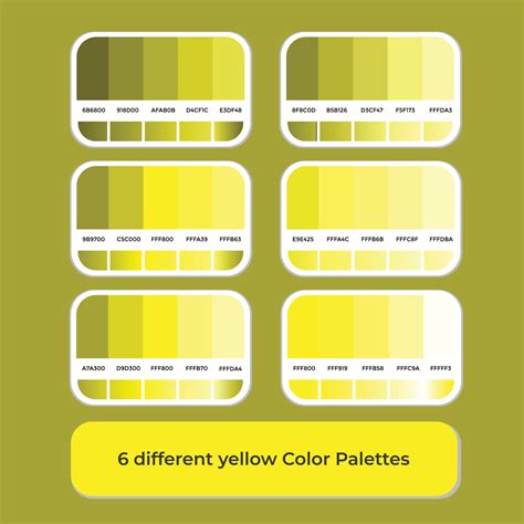 6 Paletas De Color Amarillo Diferentes Con Color Degradado 13898577
