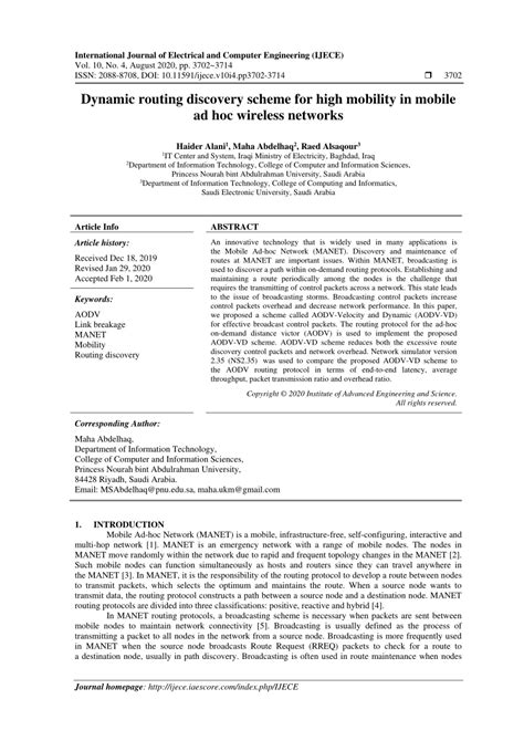 Pdf Dynamic Routing Discovery Scheme For High Mobility In Mobile Ad Hoc Wireless Networks