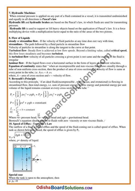 CHSE Odisha Class 11 Mechanical Properties Of Fluids Notes Odisha Board Solutions Com