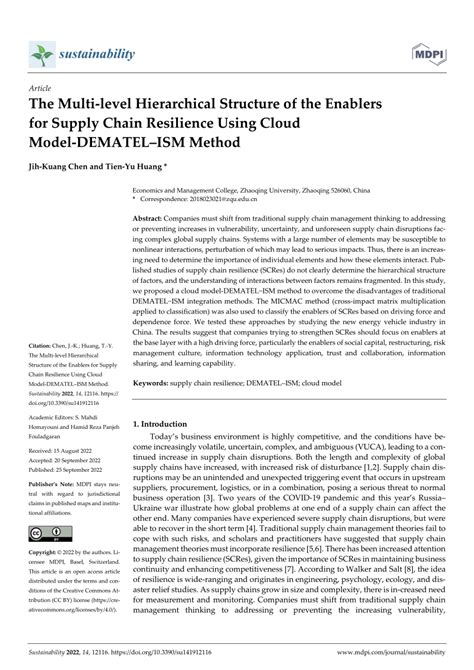 pdf the multi level hierarchical structure of the enablers for supply