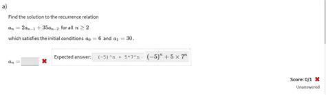 Solved Find The Solution To The Recurrence Relation An