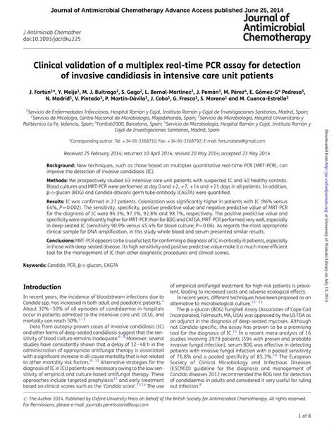 Pdf Clinical Validation Of A Multiplex Real Time Pcr Assay For Detection Of Invasive