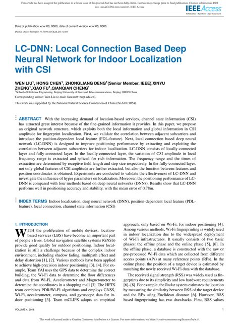 Pdf Lc Dnn Local Connection Based Deep Neural Network For Indoor Localization With Csi