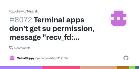 Terminal Apps Dont Get Su Permission Message Recvfd Msgflags M 0 Msgcontrollen0 24