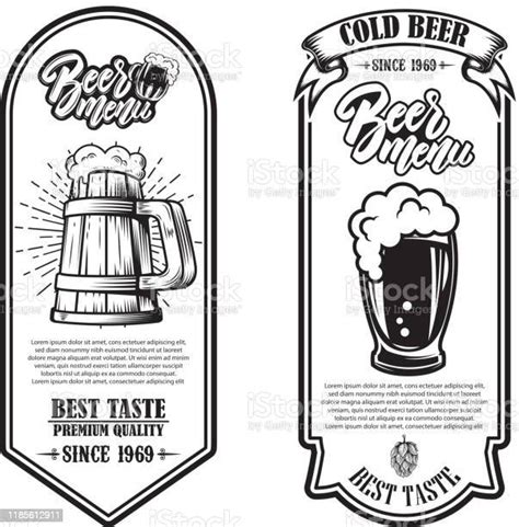 홉 일러스트가 있는 맥주 전단지 세트 포스터 배너 기호 엠블럼에 대한 디자인 요소 벡터 일러스트레이션 0명에 대한 스톡 벡터 아트 및 기타 이미지 Istock