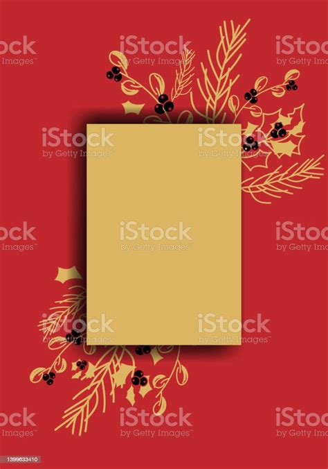 벡터 메리 크리스마스와 새해 복 많은 꽃 배경 텍스트에 대 한 복사 공간 크리스마스 카드 결혼식 초대장 파티 초대를위한 소박한 수직 프레임 템플릿 손으로 그린 스케치 가문비