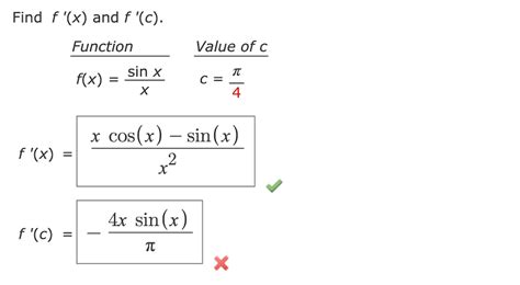 Solved Find F X And F C Function Value Of C F X Chegg Com
