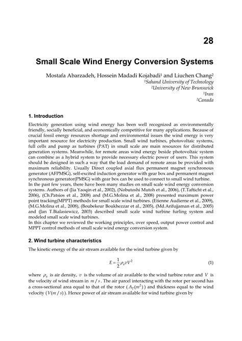 Pdf Small Scale Wind Energy Conversion Systems