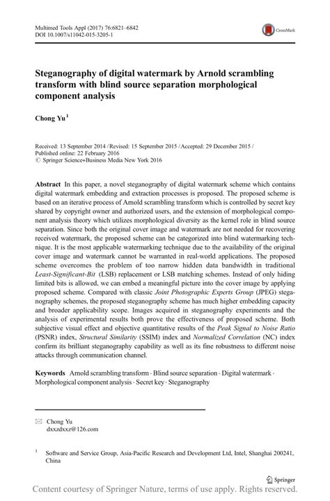 Steganography Of Digital Watermark By Arnold Scrambling Transform With