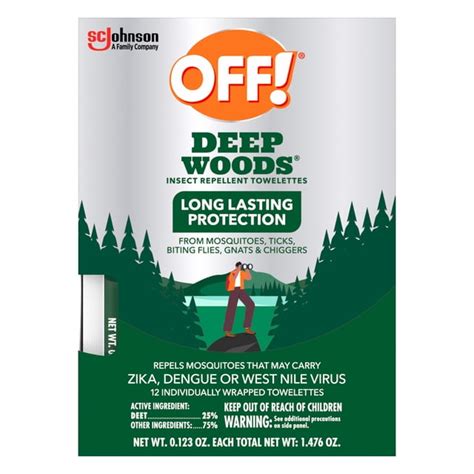 Off Deep Woods Insect Repellent Wipes 1 Pack 12 Count