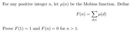 Solved For Any Positive Integer N Let μn Be The Mobius