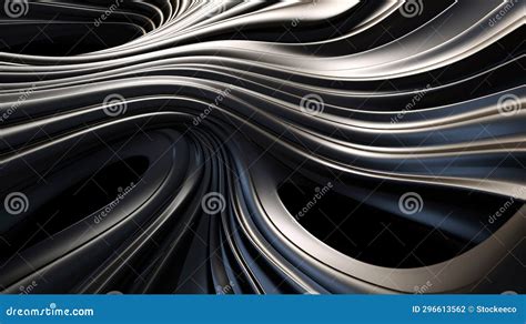 Silver Metal Abstract Pattern Wallpaper With Surrealistic Distortions Stock Illustration