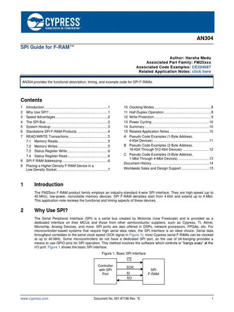Infineon An304 Spi Guide For F Ram Applicationnotes V02 00 En
