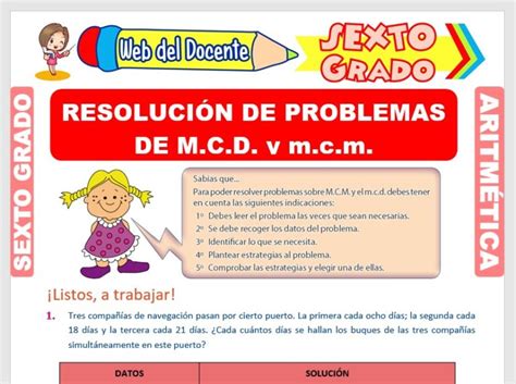 Problemas De MCD Y MCM Para Sexto Grado De Primaria Web Del