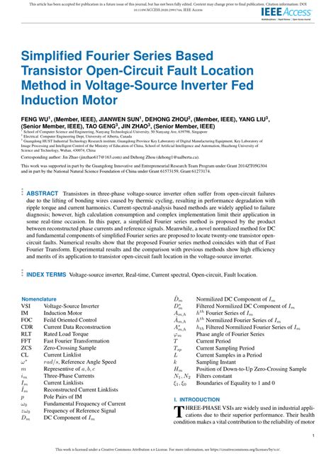 Pdf Simplified Fourier Series Based Transistor Open Circuit Fault Location Method In Voltage