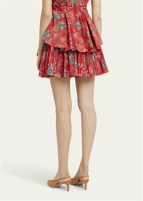 Ulla Johnson Juno Tiered Pleated Poplin Mini Skirt Bergdorf Goodman
