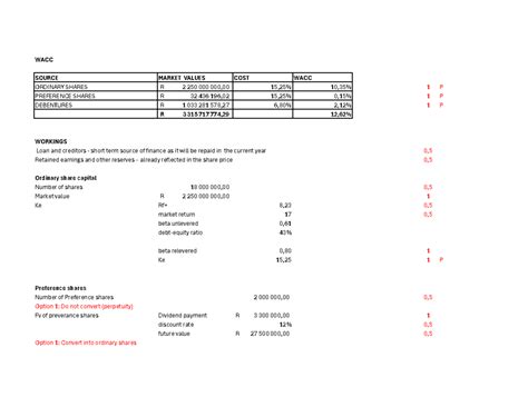 Wacc Analysis Ordinary Shares Preference Shares And Debentures Q1