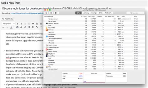 Obscure Techniques For Developers To Minimise MacOS CPU Disk I O And Power Consumption